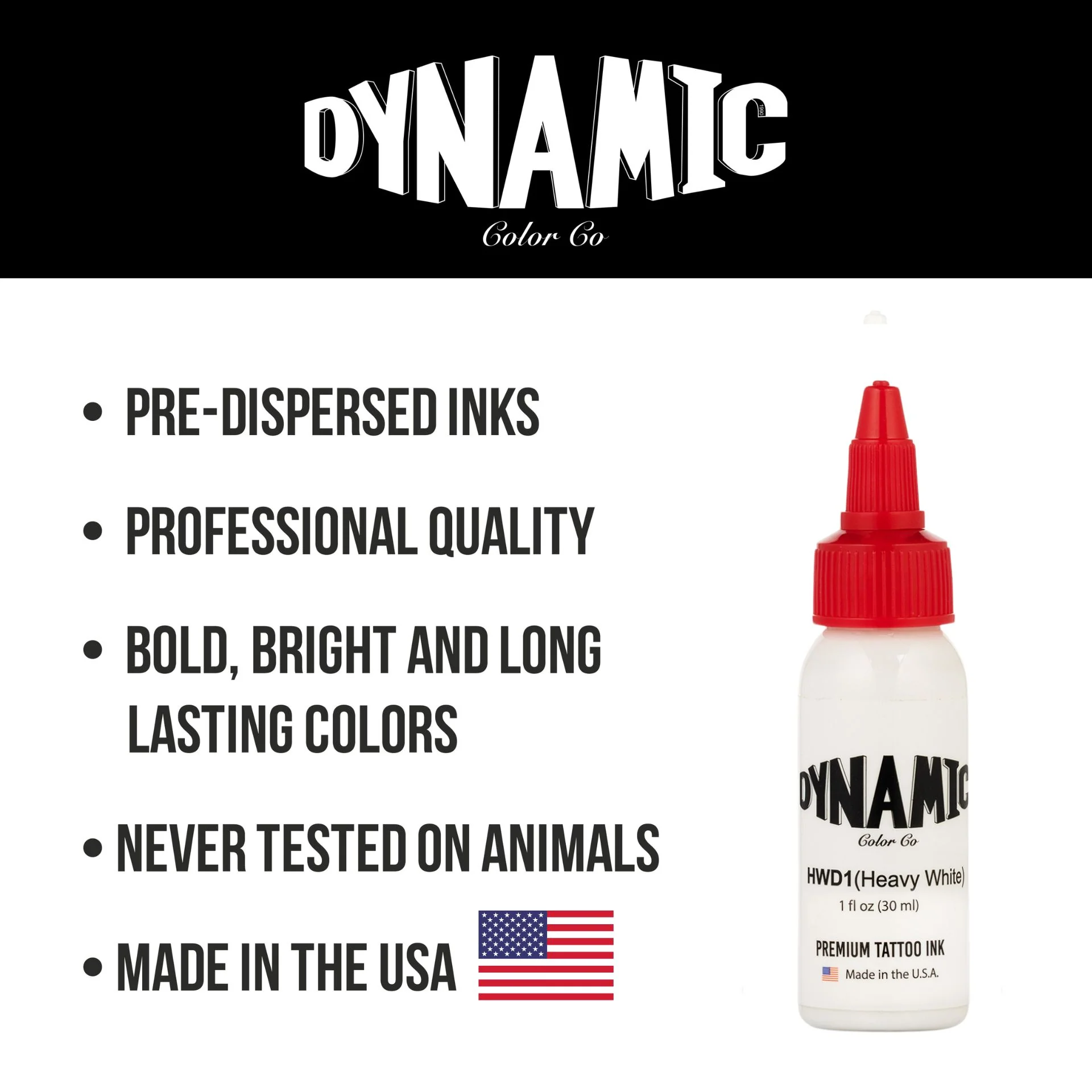 Dynamic Non Mixing Heavy White 1 oz. Bottle - Compass Tattoo Shop
